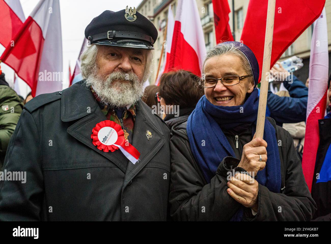 Participants pose for a photograph before the march begins. Polish ...