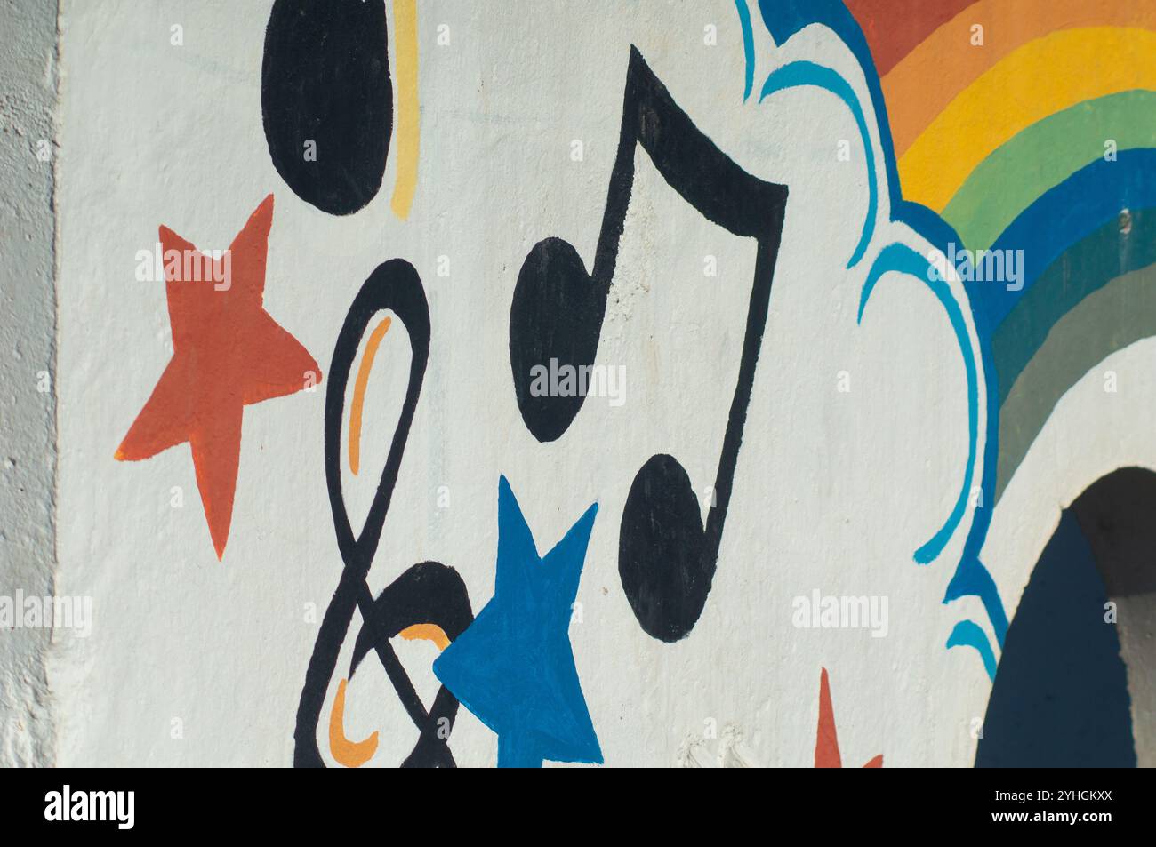 Music notes painted on wall Stock Photo - Alamy