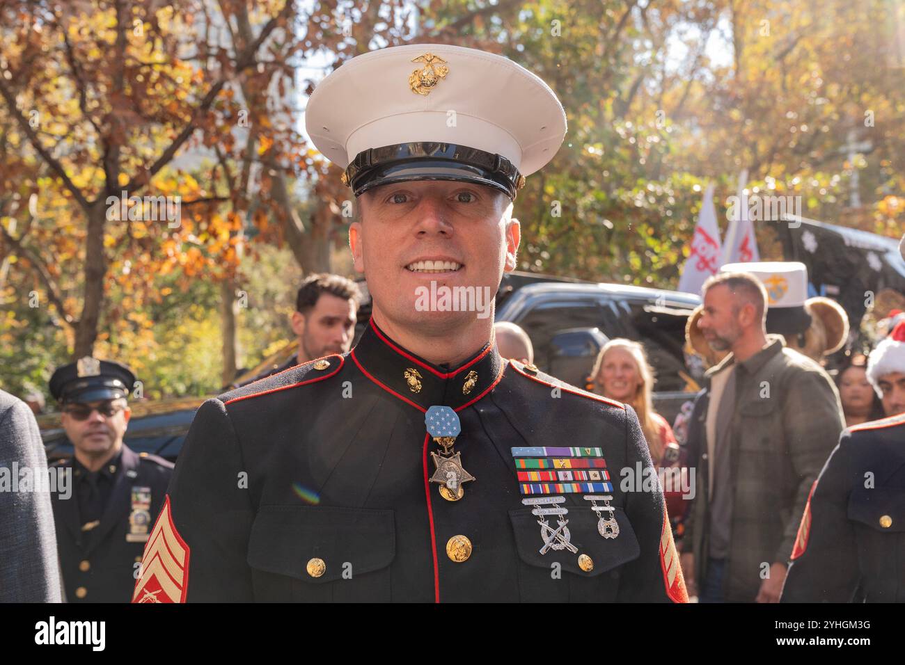 New York, USA. 11th Nov, 2024. Grand Marshal Dakota Meyer, a United ...