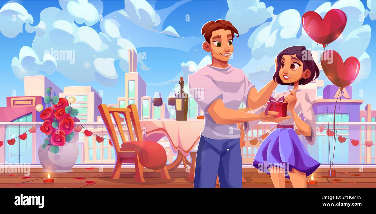 Couple rooftop terrace Stock Vector Images - Alamy