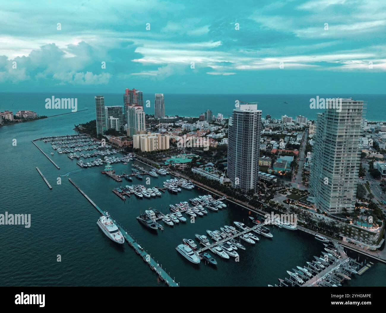 Miami Beach skyline, Florida. Miami Beach city skyline view from aerial ...