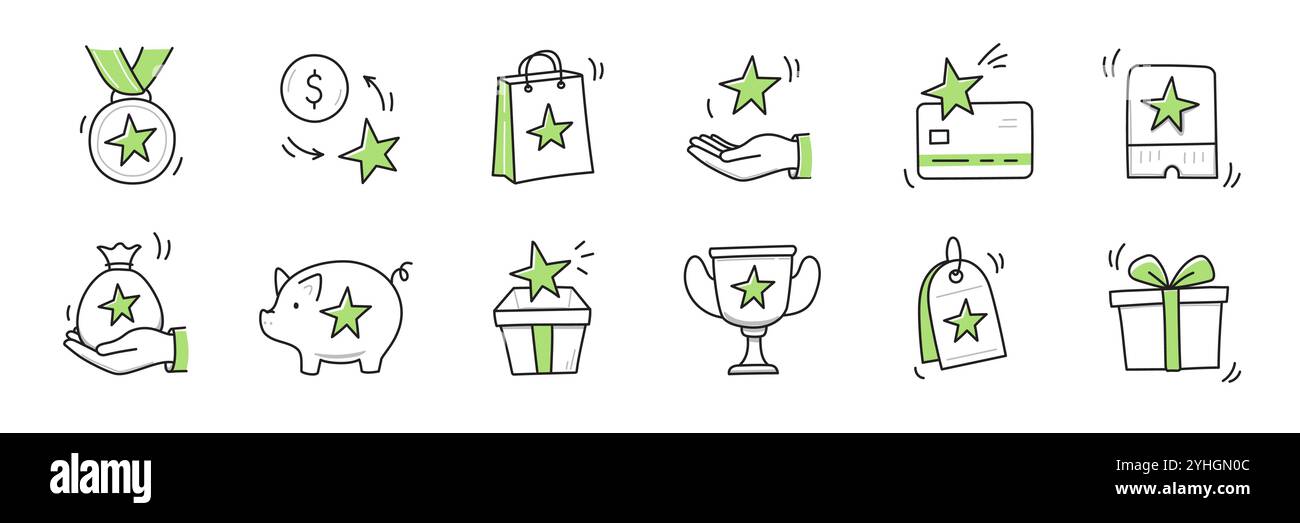Reward bonus gift icon set. Benefit reward bonus loyalty prize hand ...