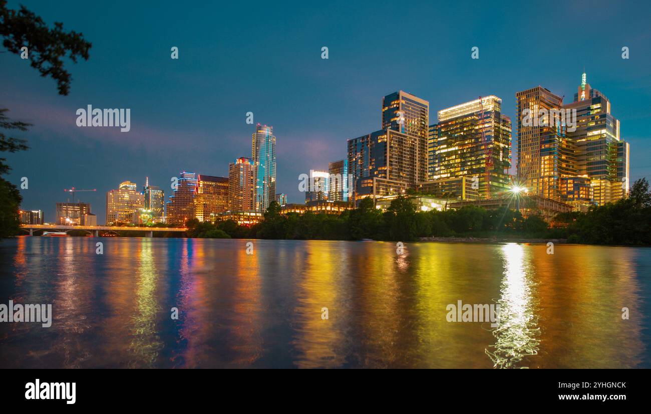 Downtown Skyline of Austin, Texas in USA. Austin Sunset on the Colorado ...