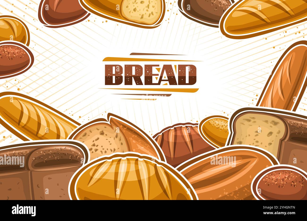 Vector Bread layout with blank copy space for ad, decorative template with cartoon design ...