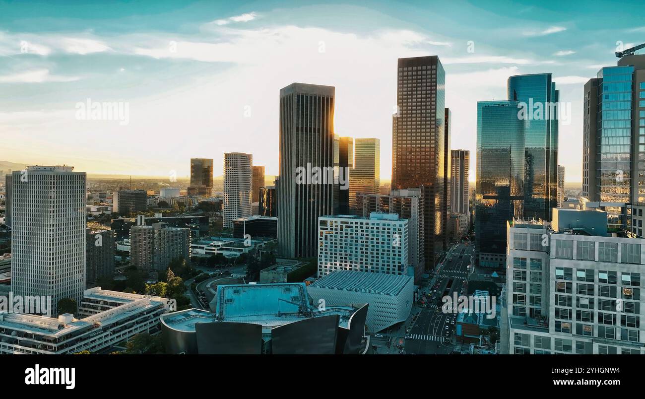 Los Angeles downtown skyline. Los angels city, downtown top aerial view ...