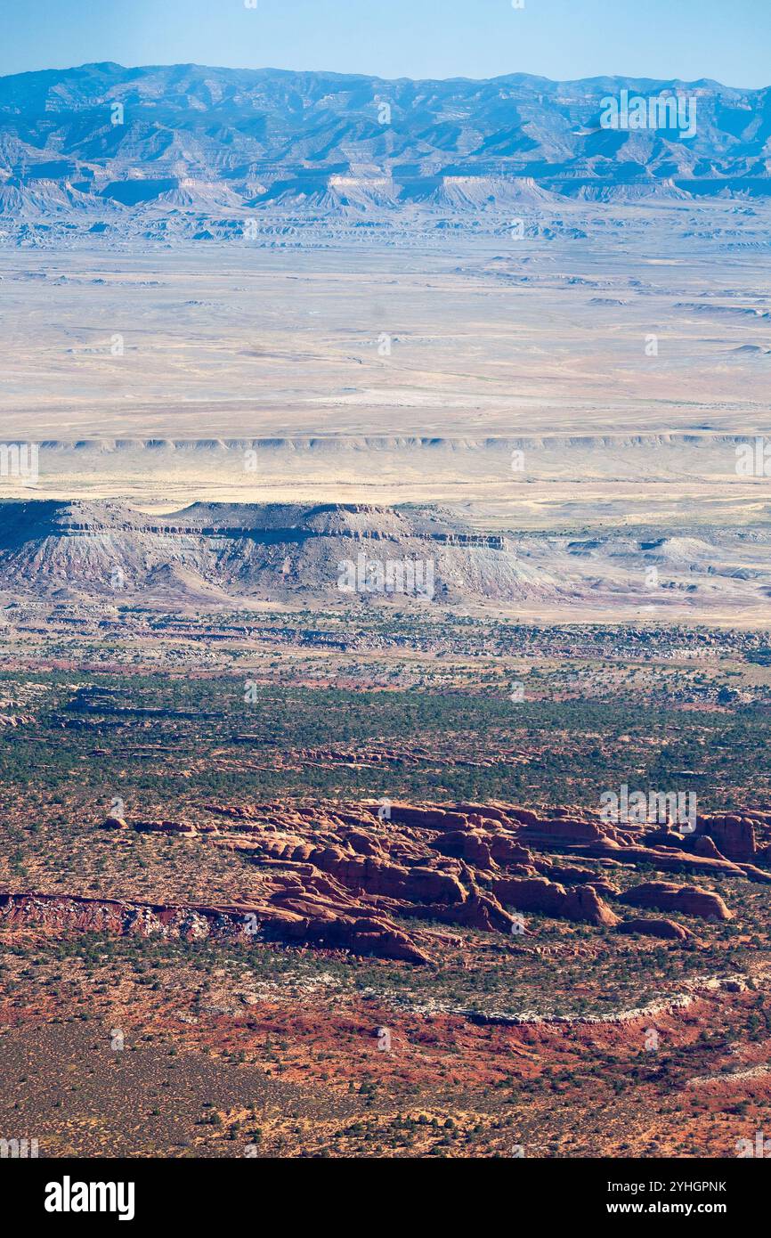An aerial view of the northern reaches of Arches below the Book Cliffs ...