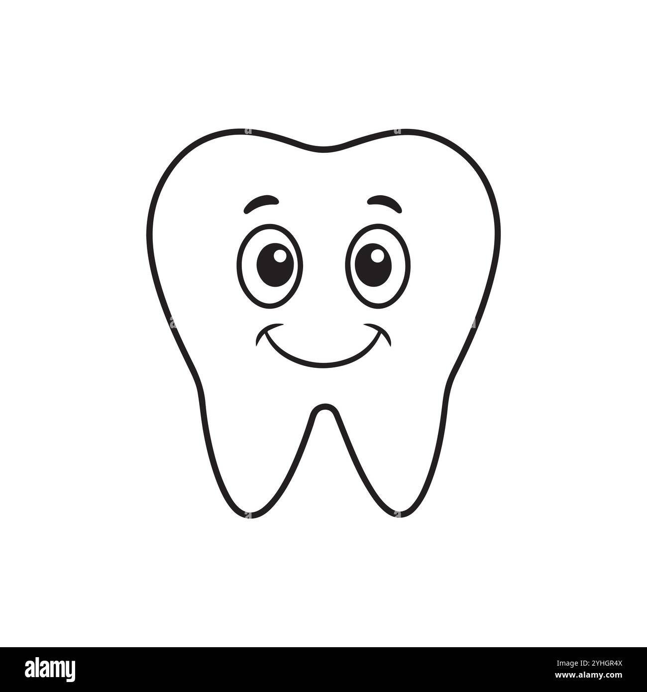 Cute cartoon kawaii smiling funny face character, Happy Tooth outline ...