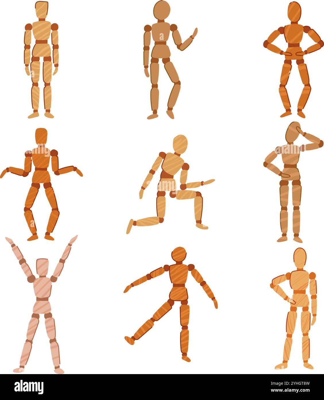 wood man model set cartoon vector illustration Stock Vector Image & Art ...