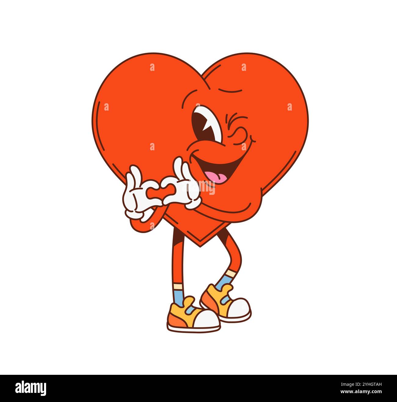 Groovy math heart geometric figure character. Saint Valentine holiday ...