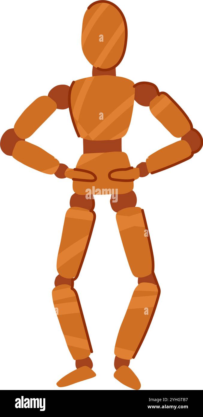 handmade wood man model cartoon vector illustration Stock Vector Image ...