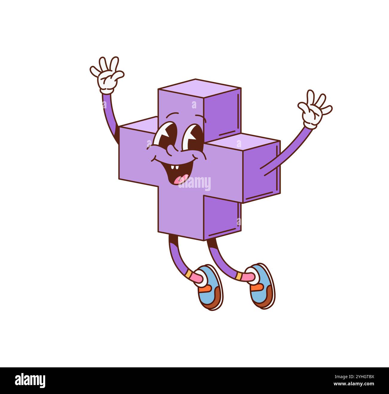 Groovy math plus geometric figure character. Kindergarten education ...