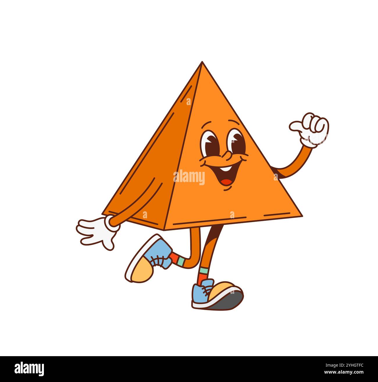 Groovy math pyramid geometric figure character. Elementary school math ...