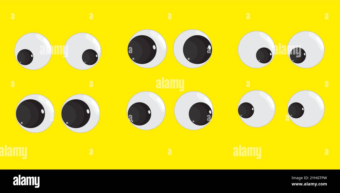 A set of plastic toy eyes. Glossy, bulging, puppet eyes. Cute, round ...