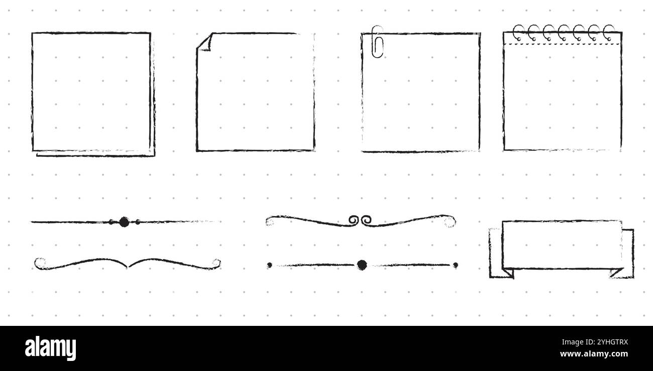 Set of Cute Hand drawn Doodle Banners and Ribbons isolated on white ...