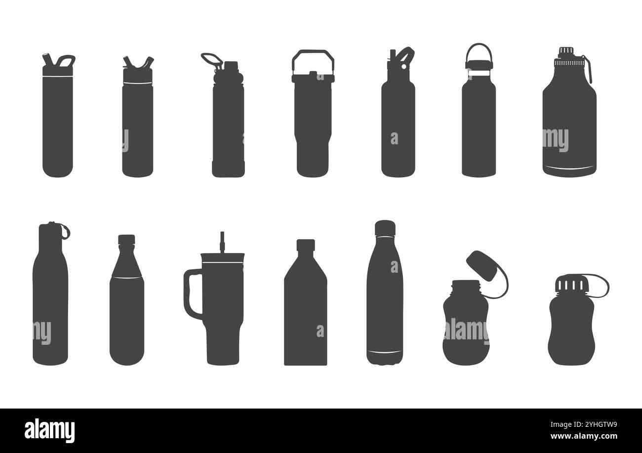 Water bottles silhouette, Water bottle svg, Bottles svg, Bottles ...