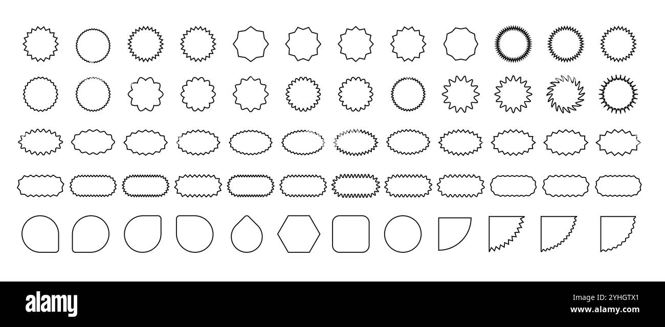 Starburst price. Set of circles with sharp and waves edge. Simple flat ...