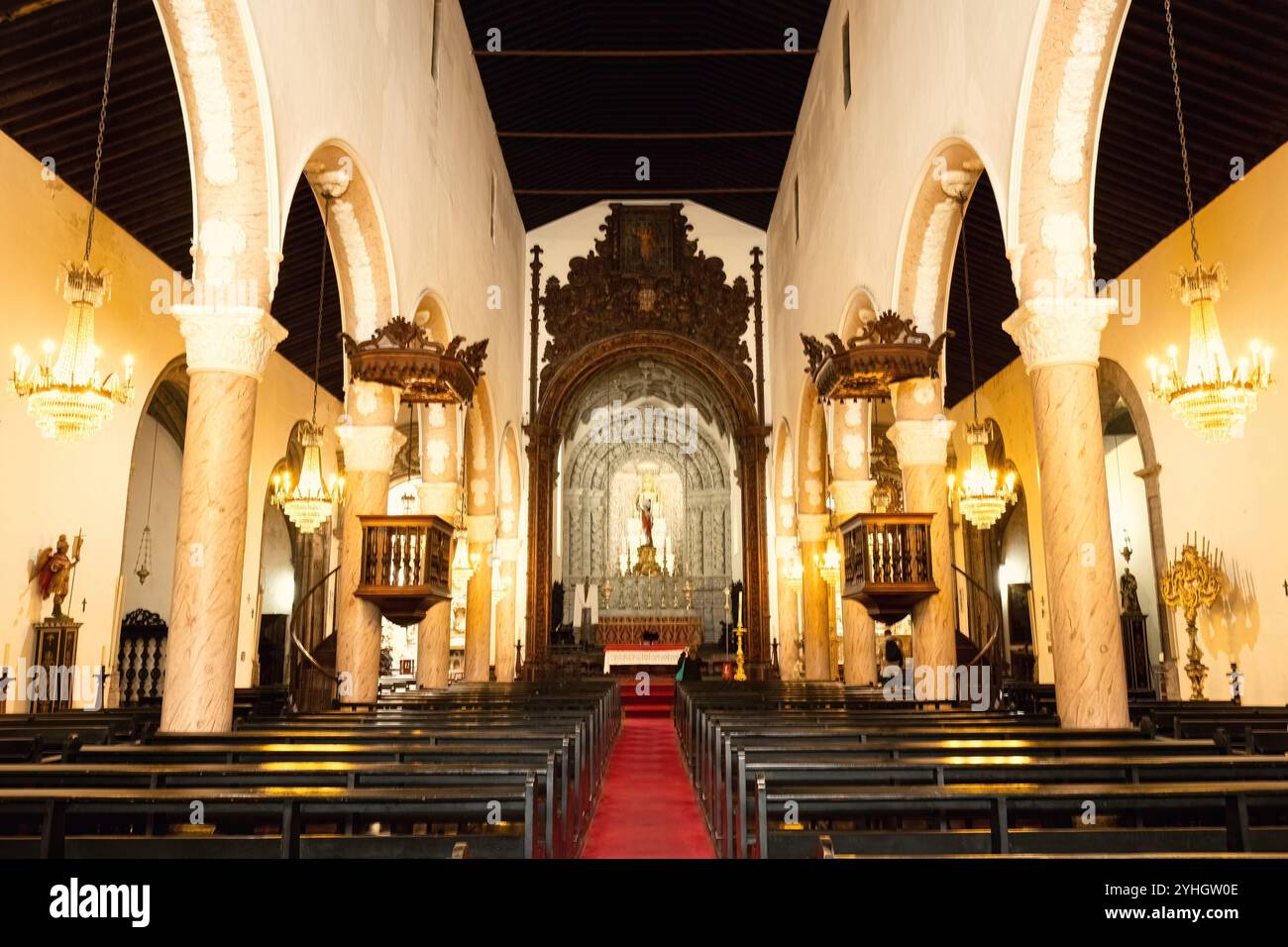 Igreja Matriz de Sao Sebastiao church interior details in Ponta Delgada ...