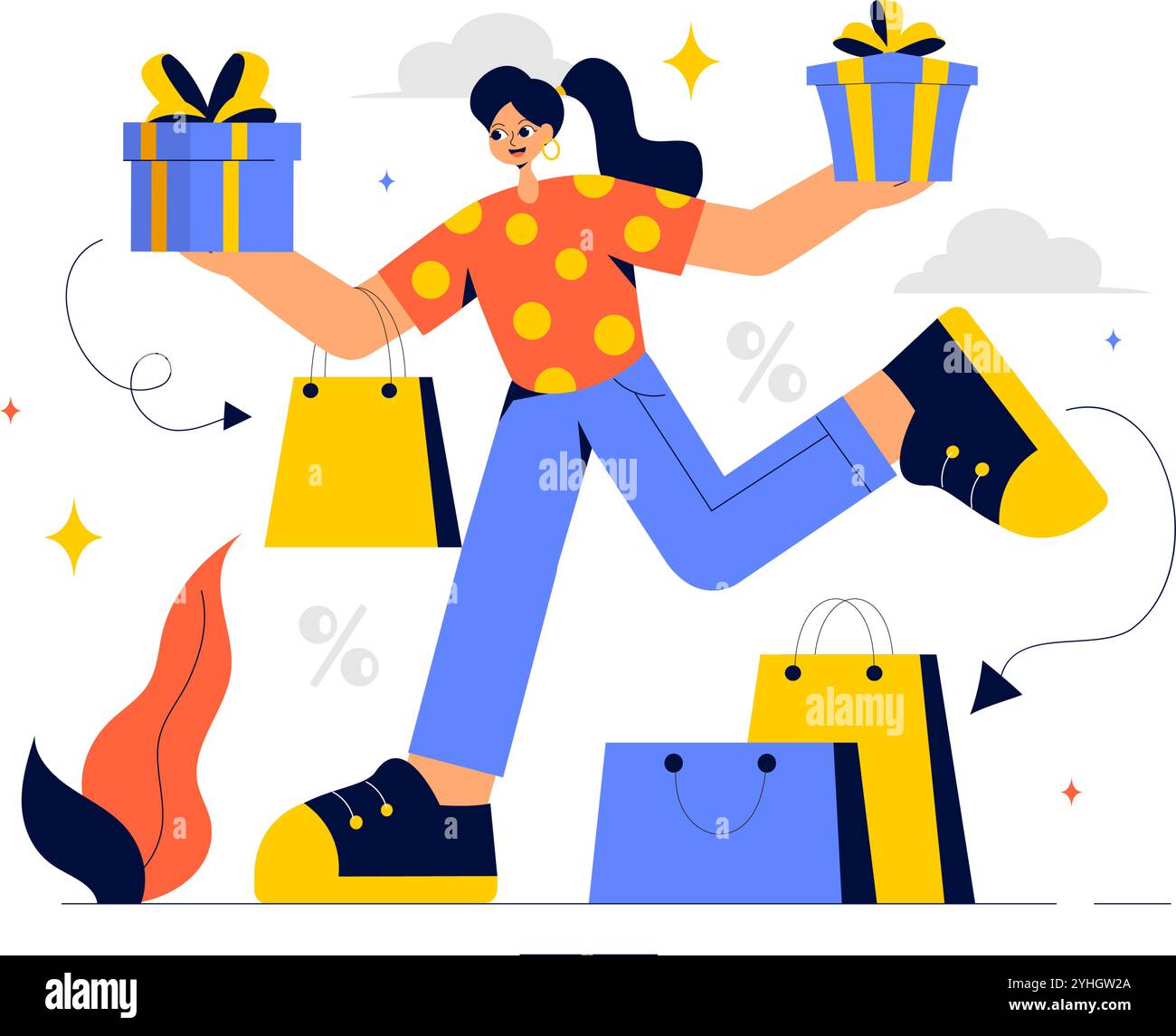 Shopping at saturday market Stock Vector Images - Alamy