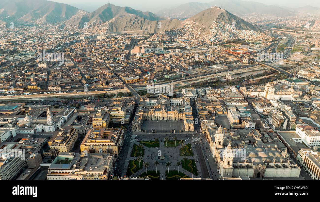 Lima, Peru. 13th Oct, 2024. An aerial drone photo shows a view of Lima ...