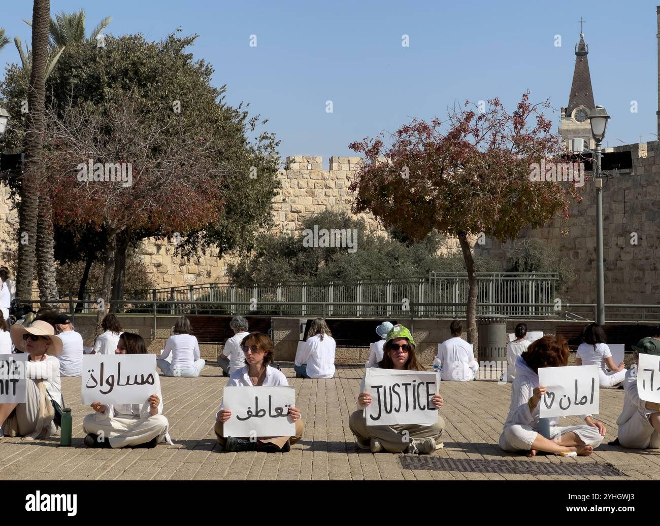 JERUSALEM - NOVEMBER 8: Israeli female peace activists dressed in white ...