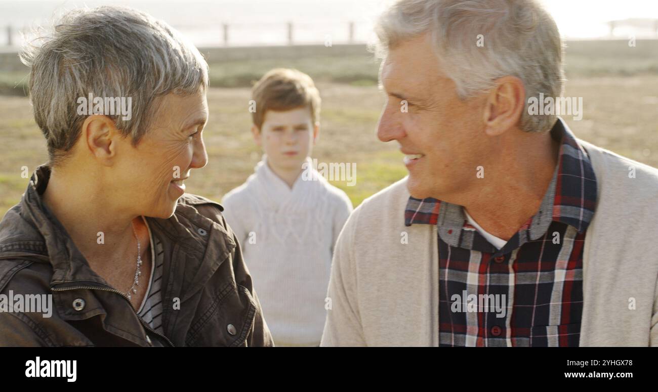 Child neglect, ignore and grandparents with kid in park for generations ...