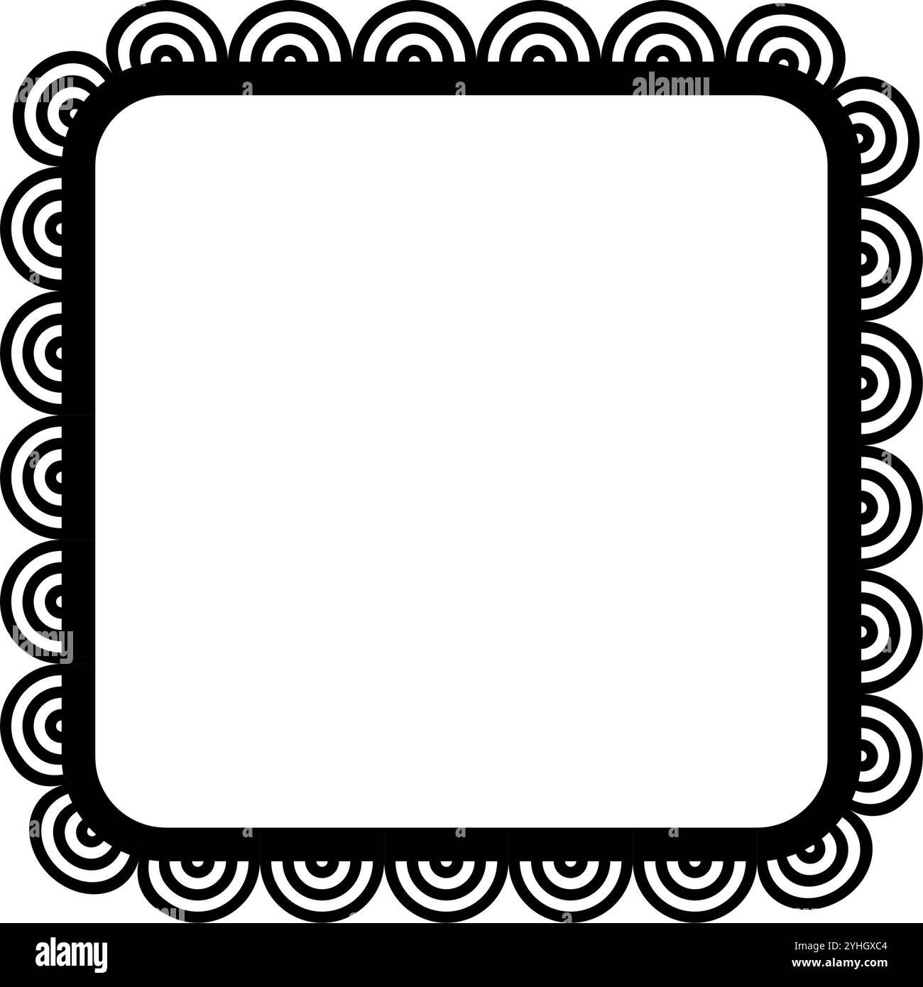 Scalloped edge square frame. Simple rectangle scalloped border. Fabric ...