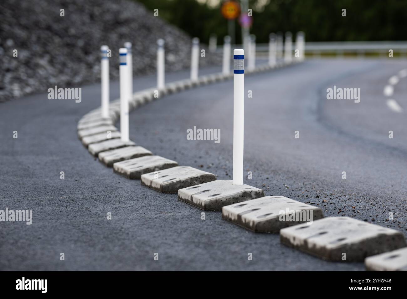 Plastic bollards and pedestrian protection Stock Photo - Alamy