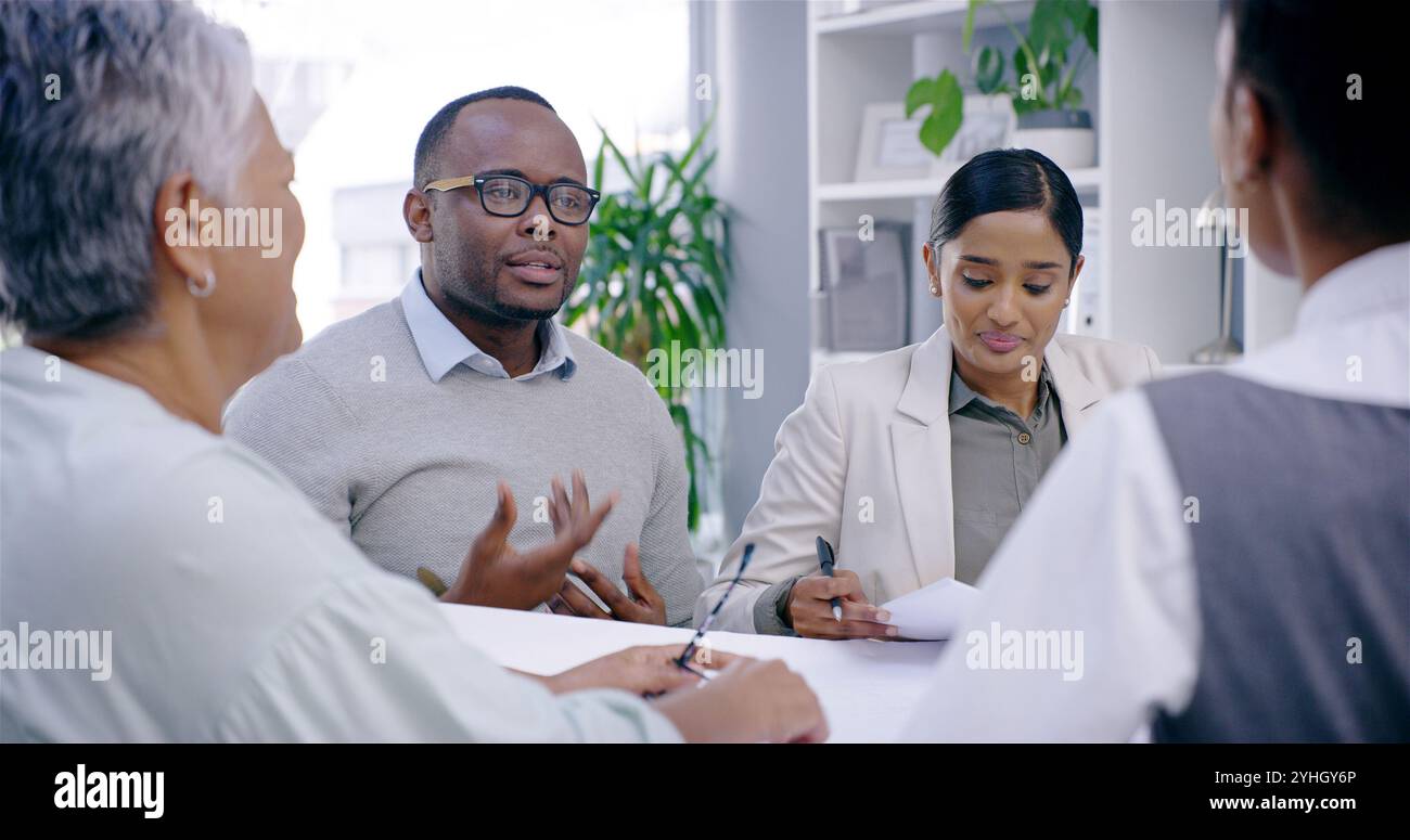 Architecture, business people and team meeting, discussion or plan with ...