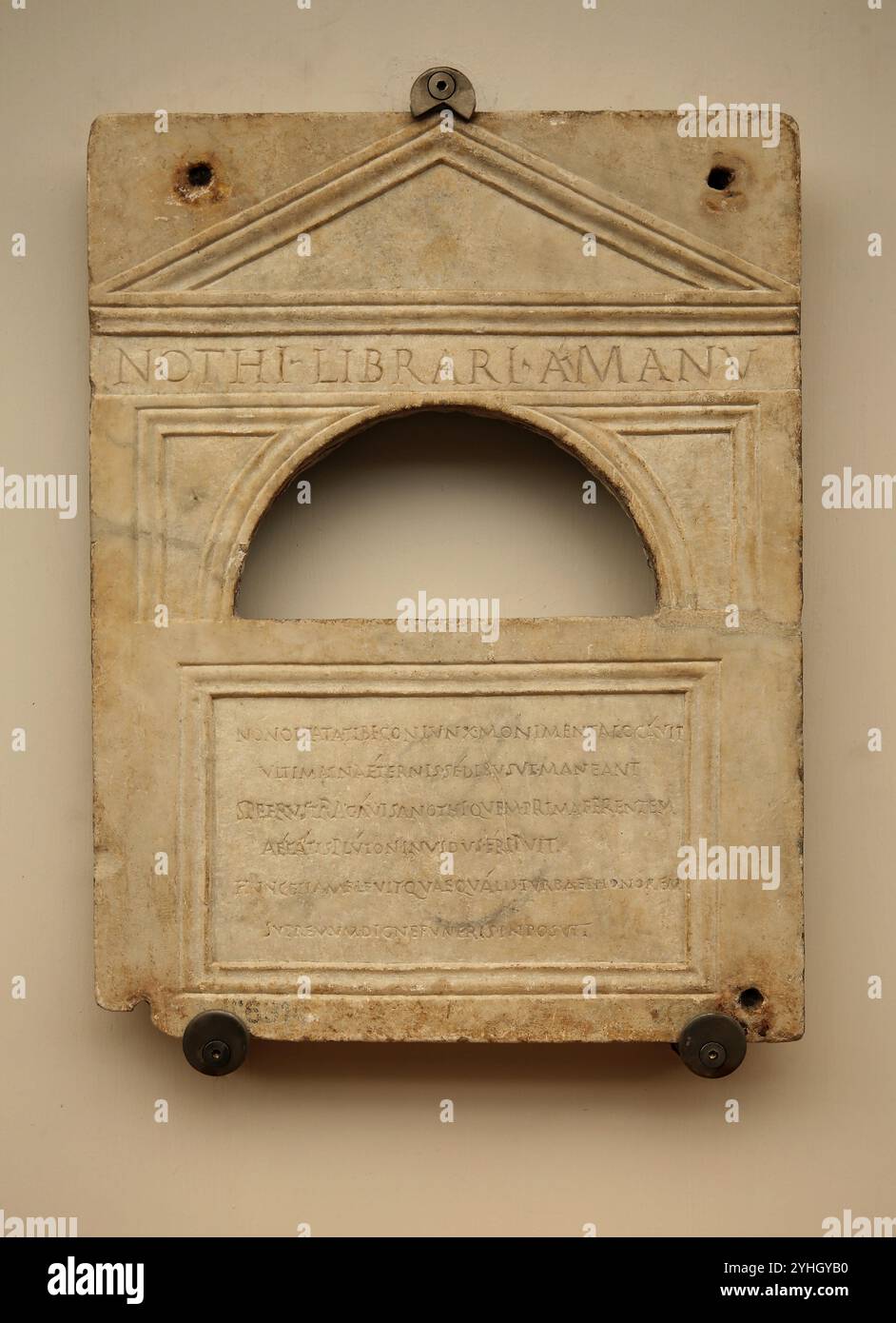 Roman slab dedicated to the slave Nothus, archivist (librarius manu ...