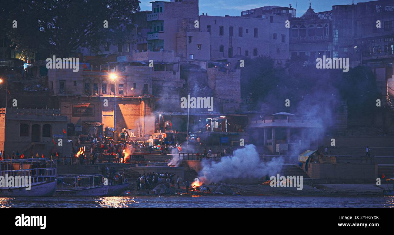Varanasi, India. Funeral Rites Of Cremation At Harishchandra Ghat ...
