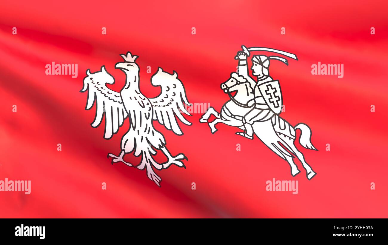 3D render - Flag of Central Lithuania waving in the wind Stock Photo ...