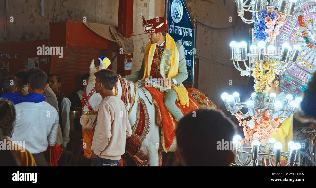 Agra, Uttar Pradesh, India. Indian Hindu Wedding Procession Of Baraat ...