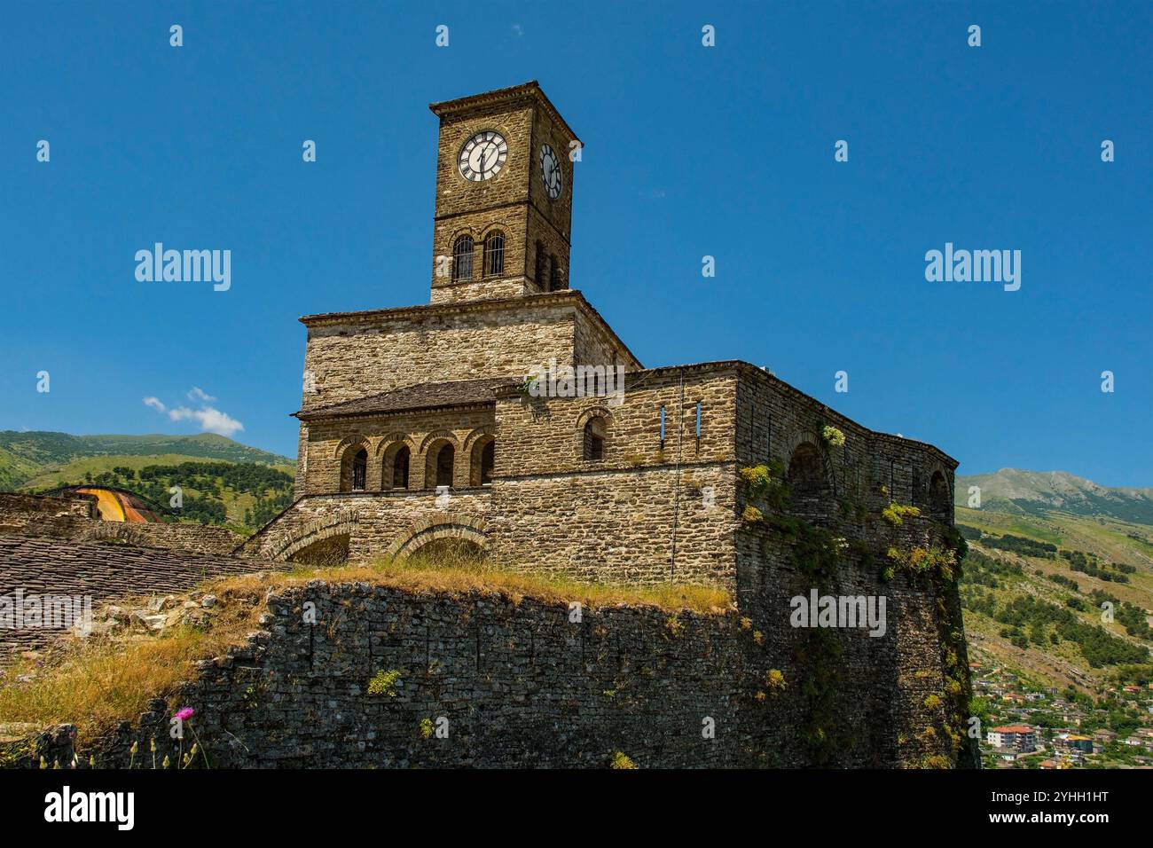 The iconic Clock Tower in Gjirokaster Castle,Albania.Early 19th century ...