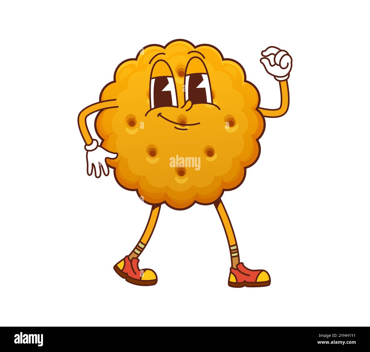 Funny groovy cookie and bakery character showing a playful expression ...