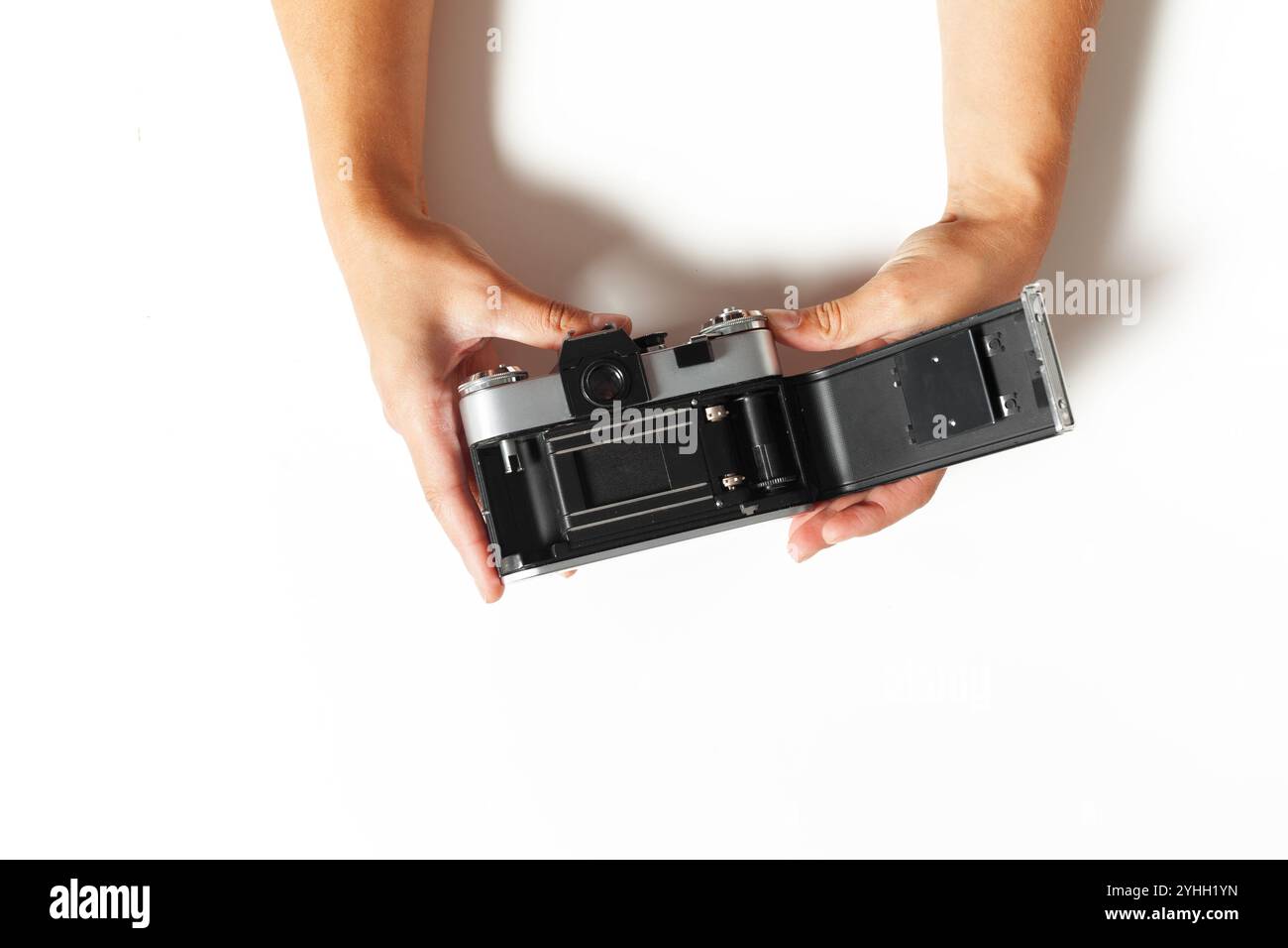 Female holding camera close up lens Cut Out Stock Images & Pictures - Alamy