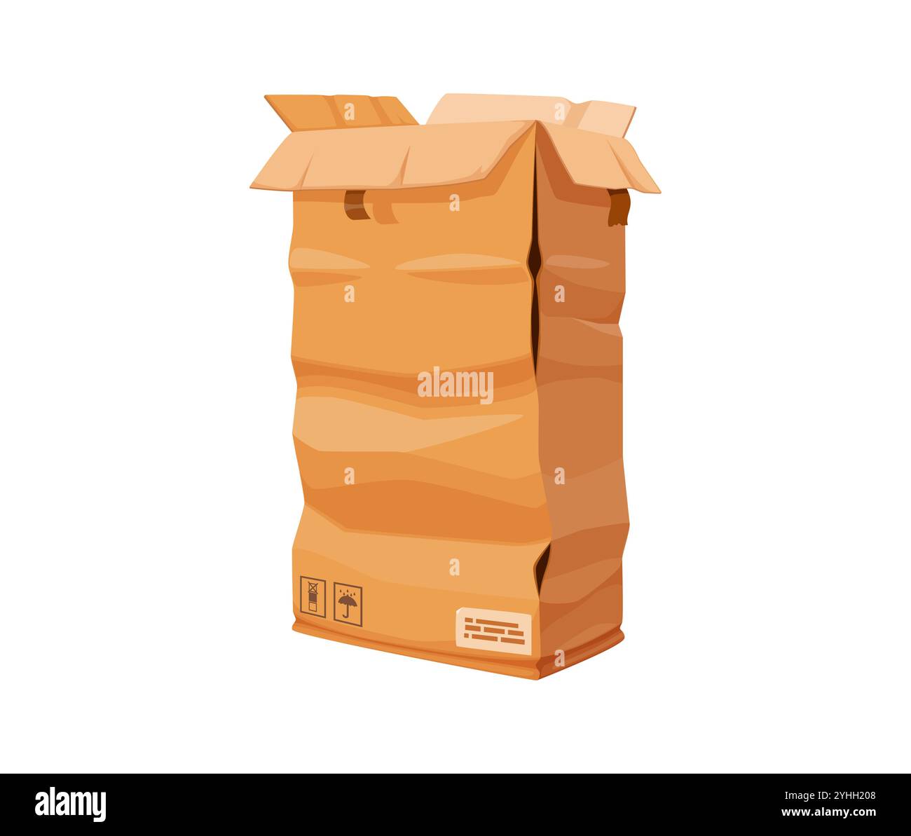 Cartoon damaged box, crushed delivery parcel. Crushed cardboard parcel ... Cartoon damaged box, crushed delivery parcel. Crushed cardboard parcel ...