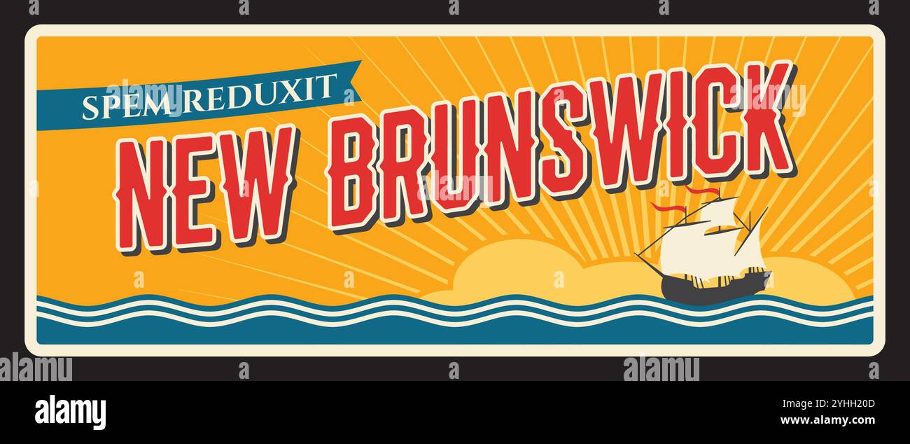 New Brunswick Canadian province or region, card with motto Spem Reduxit ...