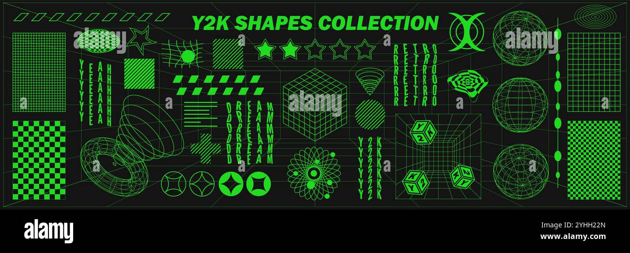 Abstract Geometry Wireframe Shapes And Patterns Cyberpunk Elements