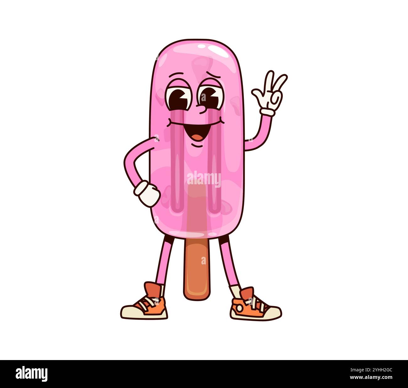 Ice cream, popsicle gelato groovy character. Confectionery fruit ice ...