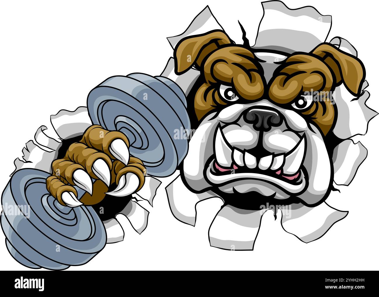 Bulldog Dog Weight Lifting Dumbbell Gym Mascot Stock Vector Image & Art ...