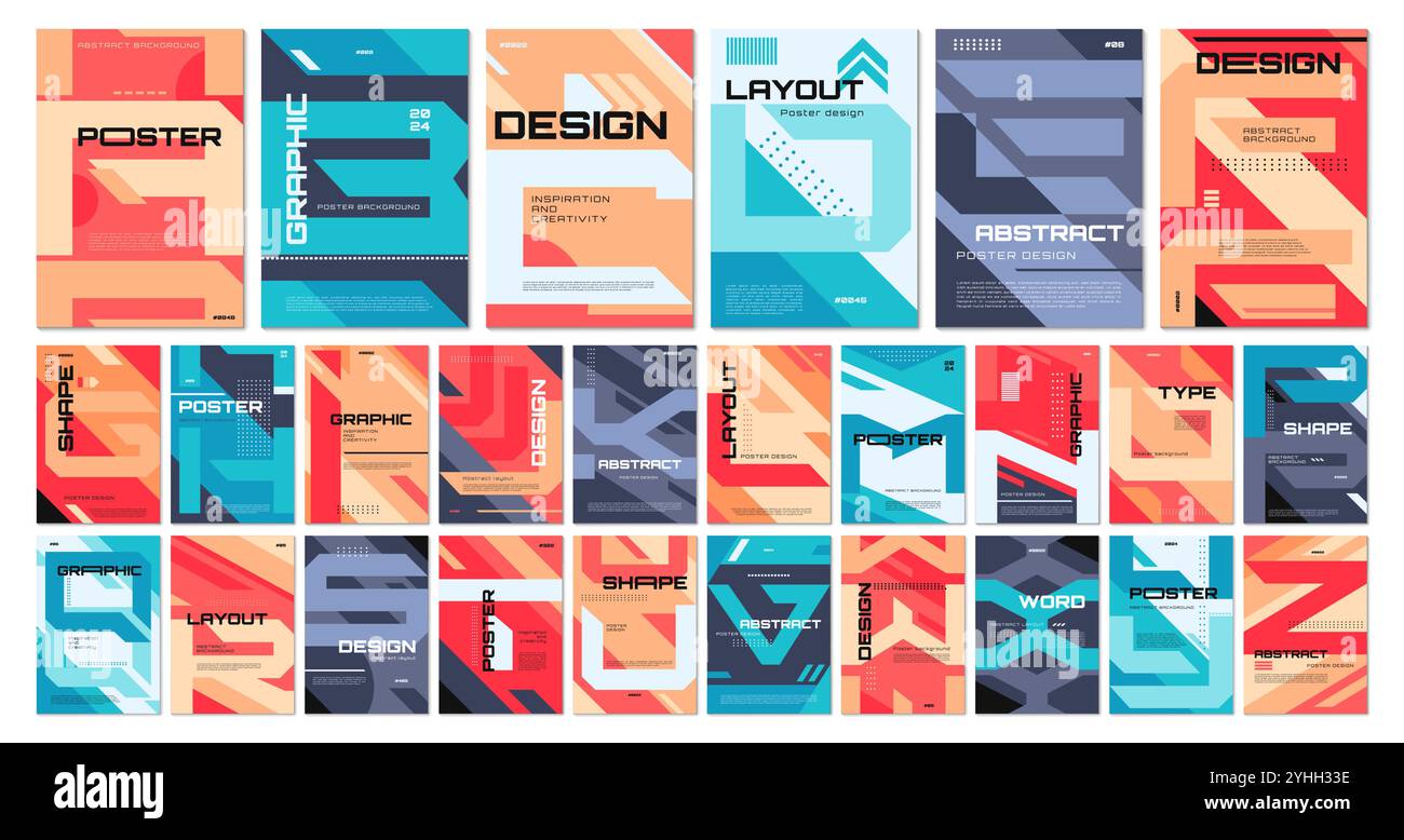 Abstract alphabet typography book covers and poster templates, vector ...