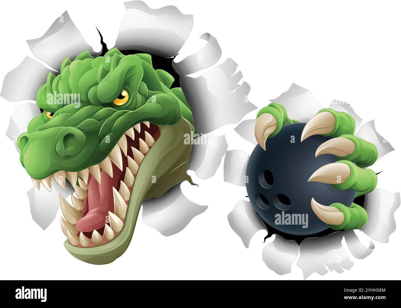 Crocodile Dinosaur Alligator Bowling Sports Mascot Stock Vector Image ...