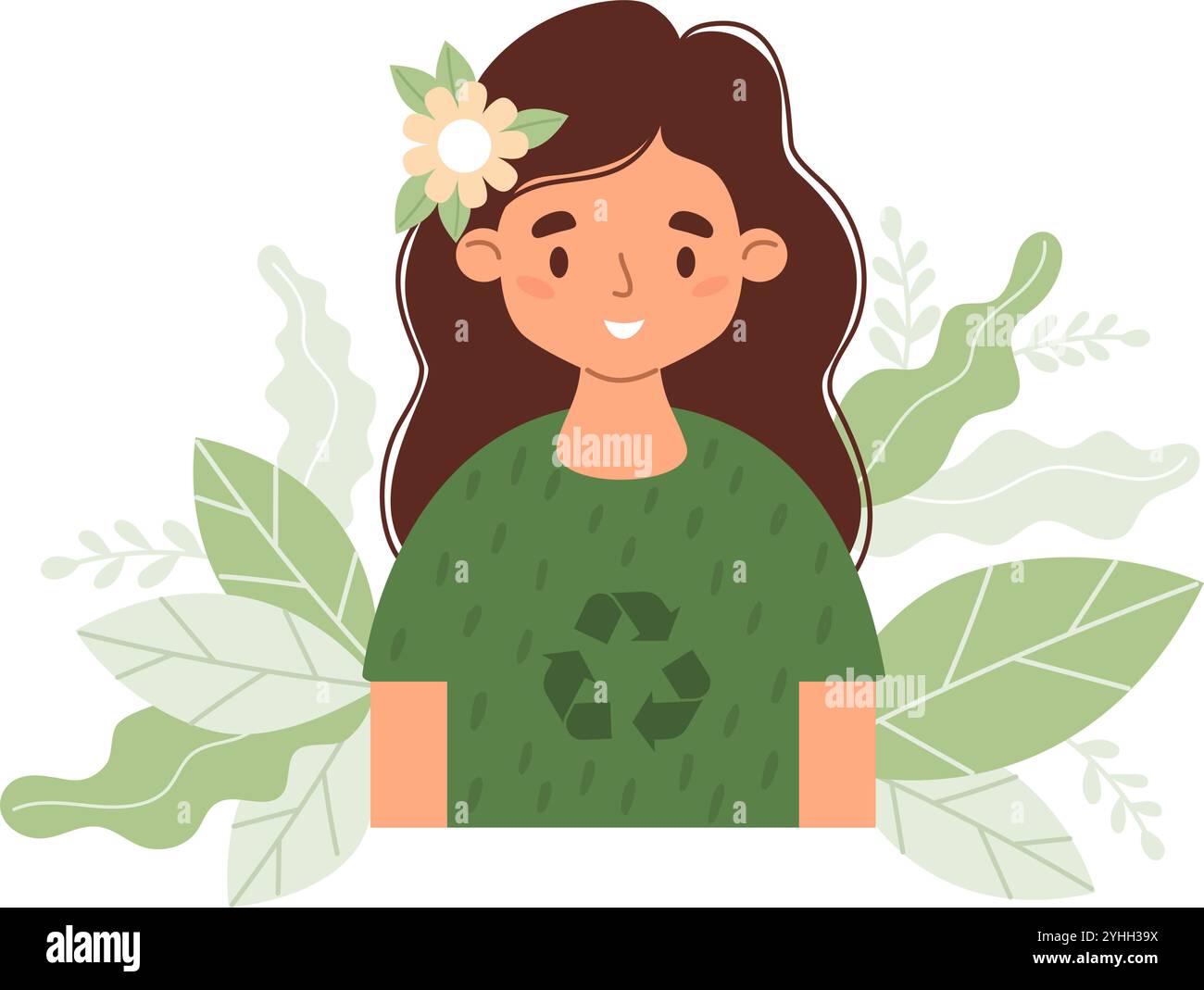 Ecology lifestyle. Happy girl in fashionable recycling textile clothes ...