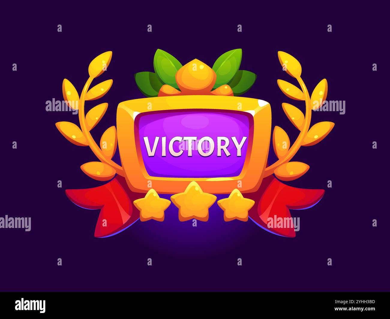 Game victory award icon, ui award badge, featuring bright golden stars ...