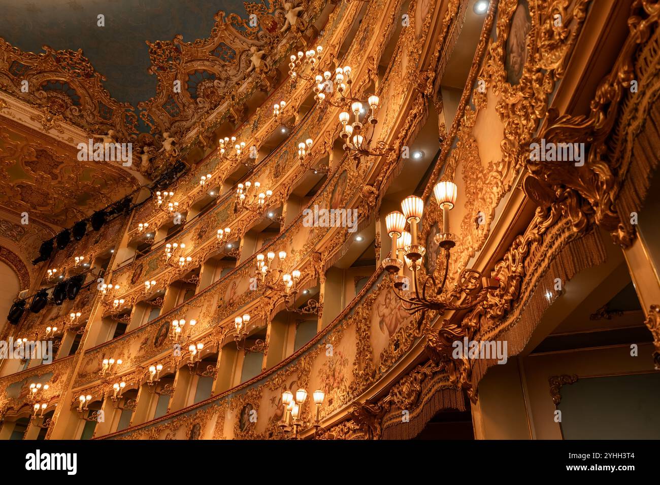 Teatro La Fenice opera house interior galleries in Venice, Italy Stock ...