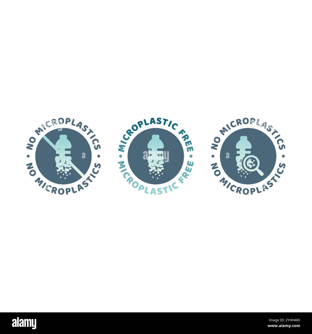 No microplastics vector label set. Microplastic free circle stamp ...