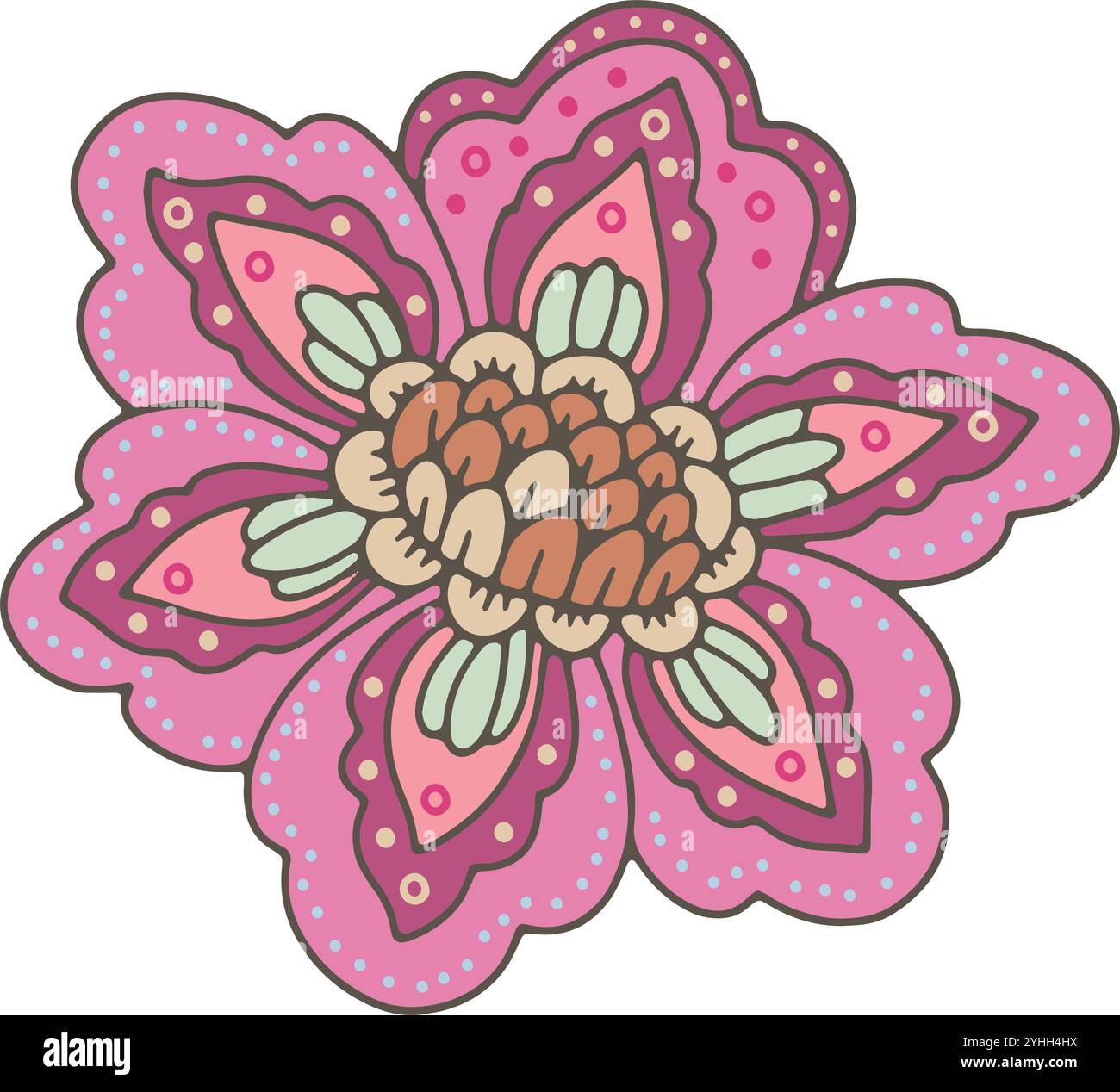 Whimsical Pink Floral Bloom vector Stock Vector Image & Art - Alamy