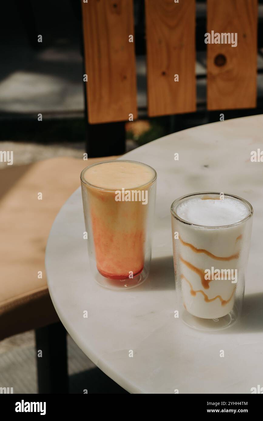 Mango thickshake with vanilla shake Stock Photo - Alamy