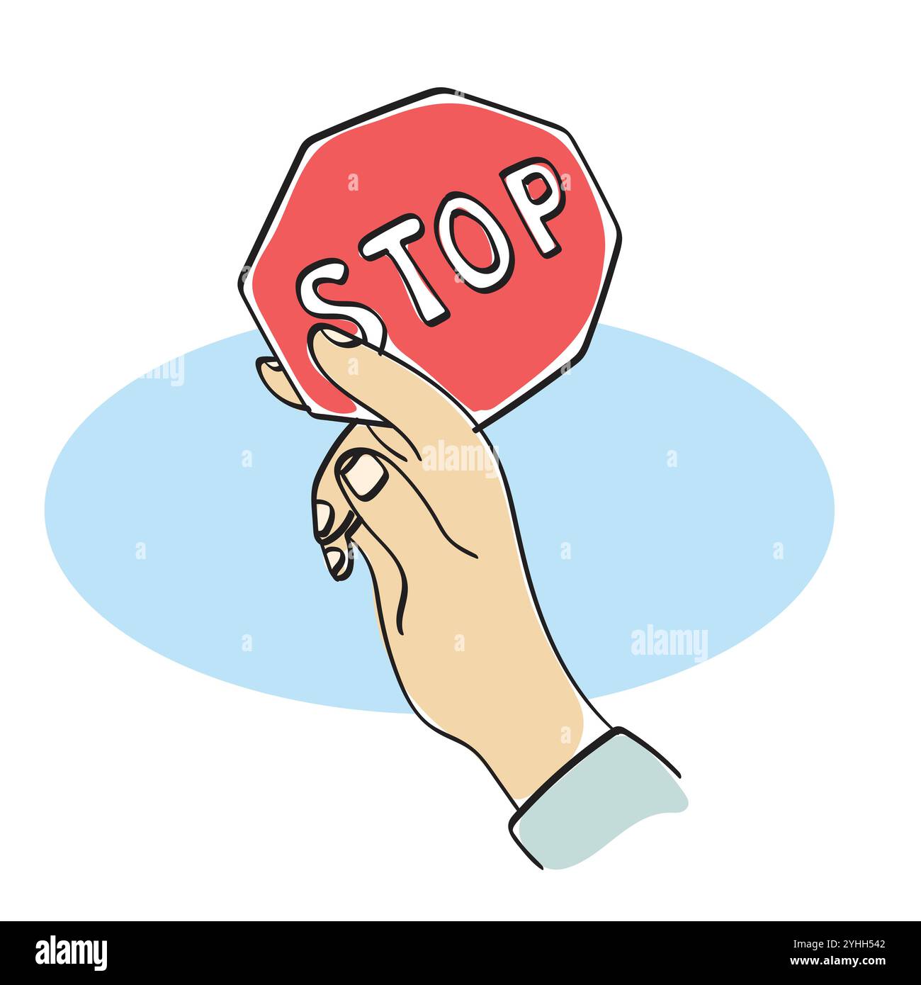 closeup hand holding stop sign instead of cigarette illustration vector ...