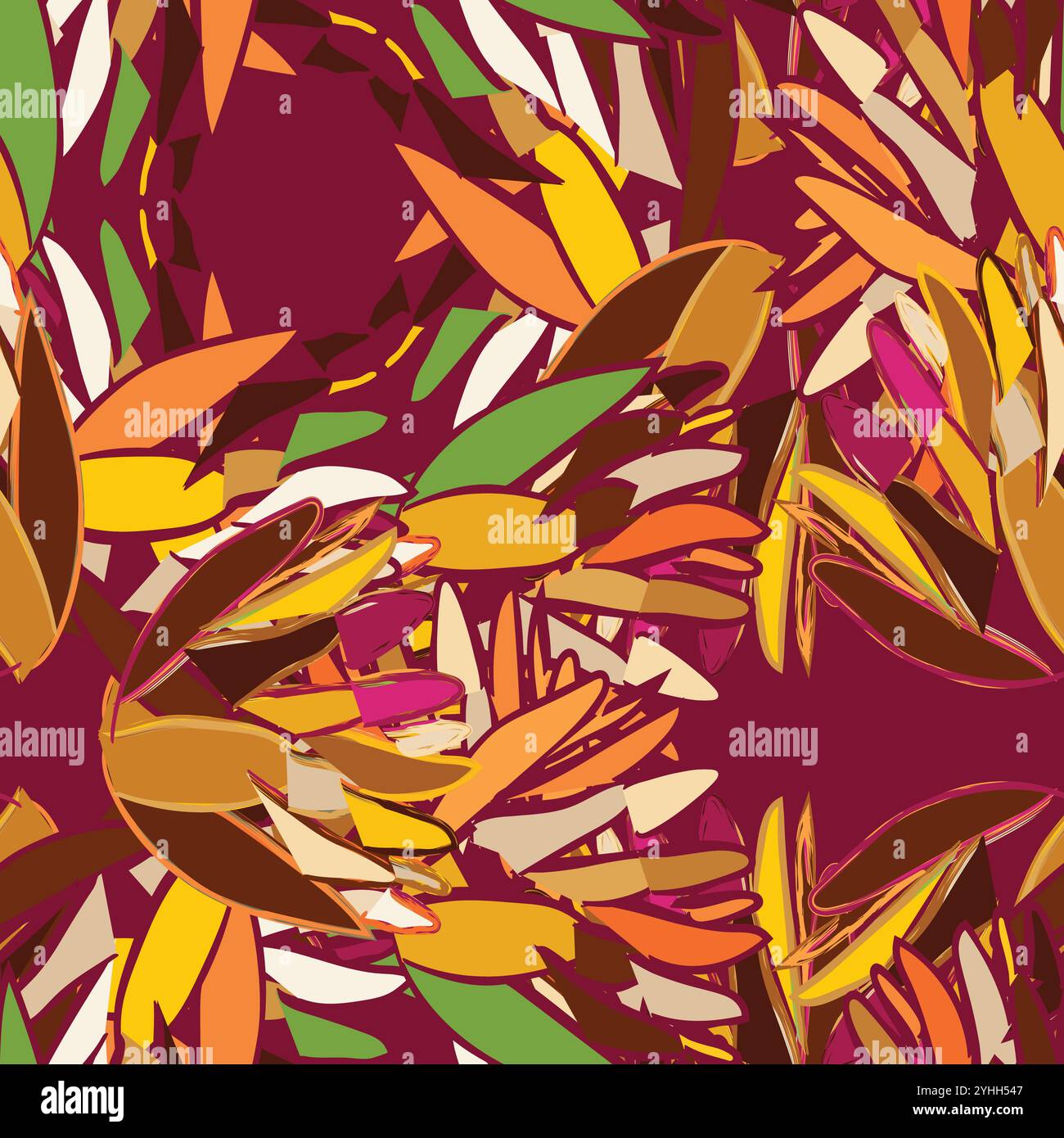 Abstract Colorful Brush Strokes Seamless Floral Print Pattern in Vector ...